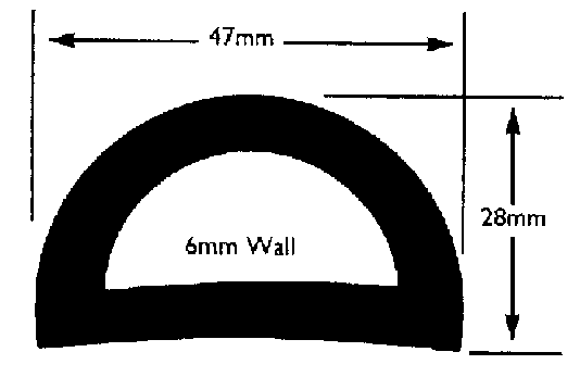 PVC D Fender Base 47mm x Height 28mm