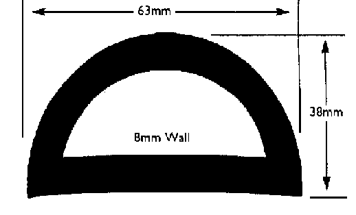 PFD573 PVC D Fender Base 63mm x Height 38mm x 3m Length