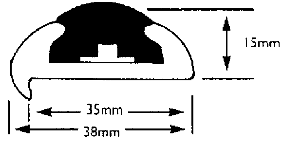 Rigid PVC Fender (1472RB) c/w Flexible Insert 38mm x 15mm x 3.65m